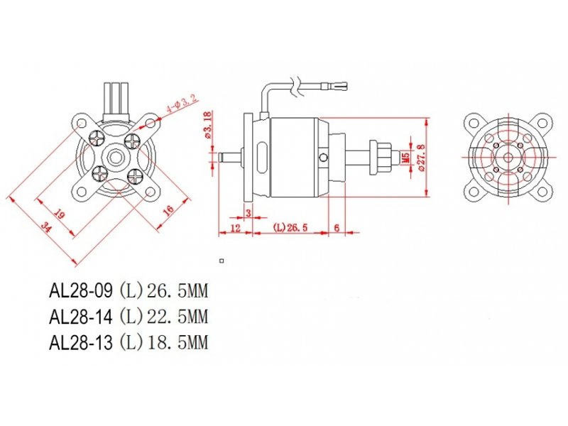AL 28-13 Brushless Motor tor D-POWER AL2813